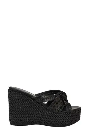 Guess Platform Wedge Sandals - Black