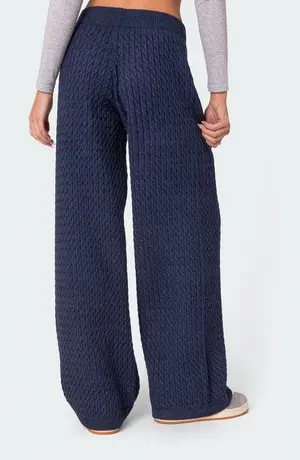 EDIKTED Portia Cable Knit Flare Pants