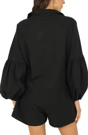 PETAL & PUP Elsa Long Sleeve Romper - Black