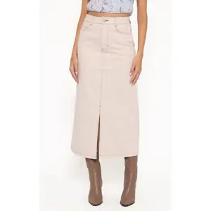 PETAL & PUP Dana Denim Midi Skirt - Bone