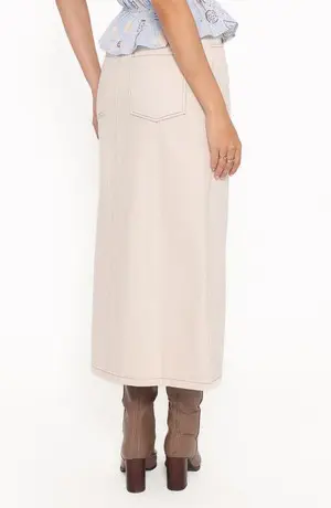 PETAL & PUP Dana Denim Midi Skirt - Bone
