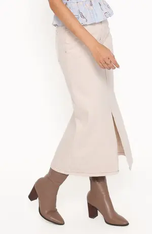 PETAL & PUP Dana Denim Midi Skirt - Bone