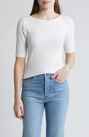 NIC+ZOE Boat Neck Rib Top