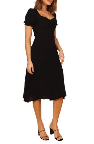 PETAL & PUP Franklin Puff Sleeve Dress - Ebony