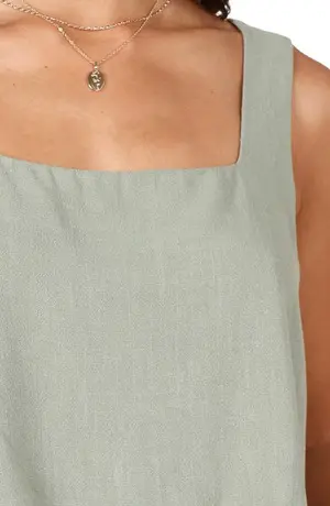 PETAL & PUP Eleanor Linen Crop Tank - Green