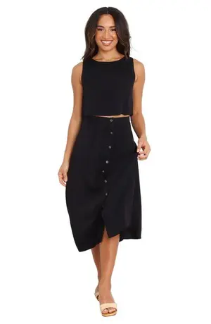 PETAL & PUP Sutton Sleeveless Crop Top - Black