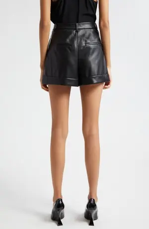 Alice + Olivia Conry Faux Leather Pleated Shorts