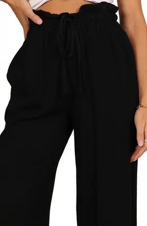 PETAL & PUP Hawthorne Linen Blend Crop Pants - Black