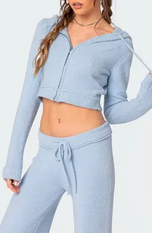 EDIKTED Plush Crop Hoodie