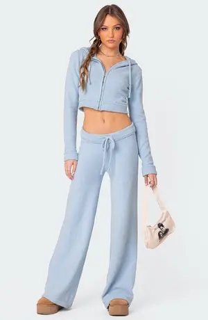 EDIKTED Plush Crop Hoodie