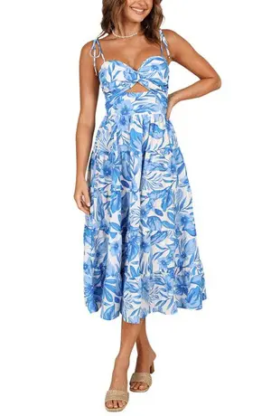 PETAL & PUP Rose Floral Tiered Midi Dress