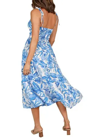 PETAL & PUP Rose Floral Tiered Midi Dress