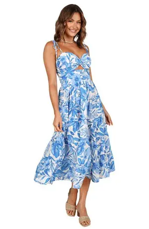 PETAL & PUP Rose Floral Tiered Midi Dress