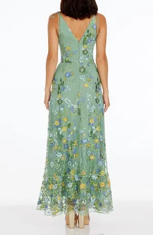Dress The Population Sunny Embroidered Floral A-line Gown
