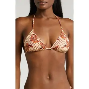 Ulla Johnson Maya Triangle Bikini Top Cactus Flower