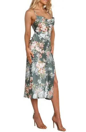 PETAL & PUP Marea Floral Satin Midi Dress