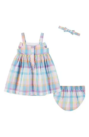 Andy & Evan Plaid Cotton Sundress With Accessories