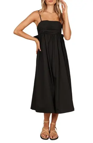 PETAL & PUP Alice Bow Back Midi Dress - Black