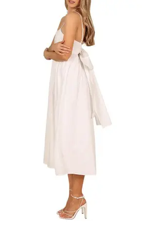 PETAL & PUP Alice Bow Back Midi Dress - White