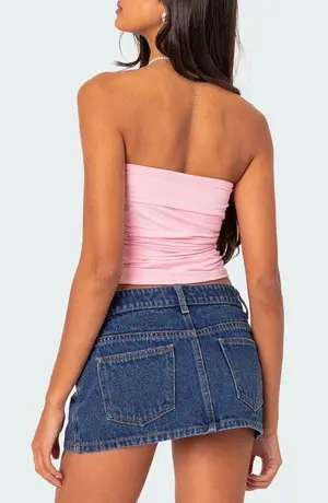EDIKTED Isabella Ruched Strapless Tube Top