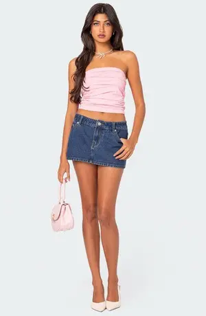 EDIKTED Isabella Ruched Strapless Tube Top
