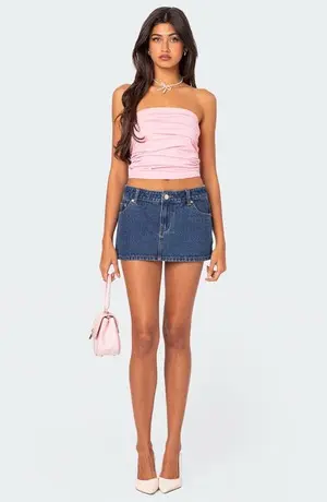 EDIKTED Isabella Ruched Strapless Tube Top