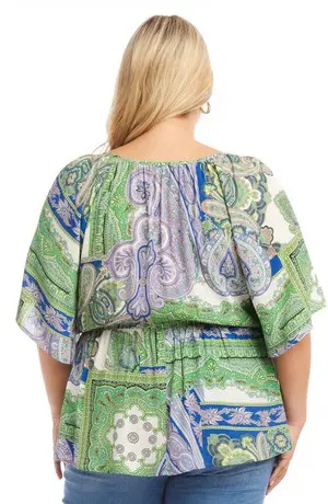 Karen Kane Ruffle Hem Peasant Top