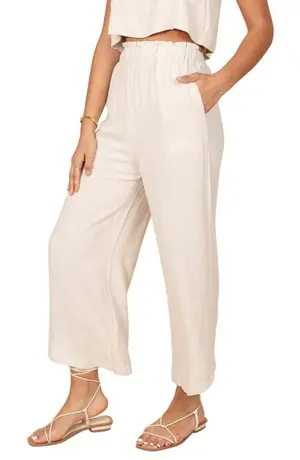PETAL & PUP Eleanor Wide Leg Linen Pants - Beige