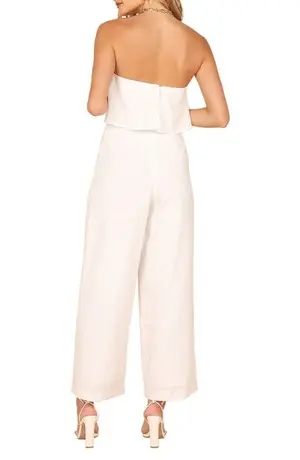 PETAL & PUP Katia Strapless Wide Leg Jumpsuit