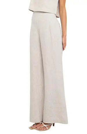 PETAL & PUP Devlin Linen Wide Leg Pants - Beige