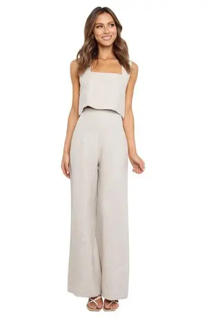 PETAL & PUP Devlin Linen Wide Leg Pants - Beige