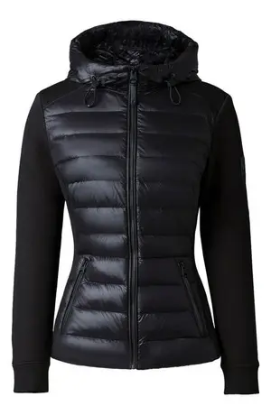 Mackage Della Mixed Media Down Puffer Jacket - Black