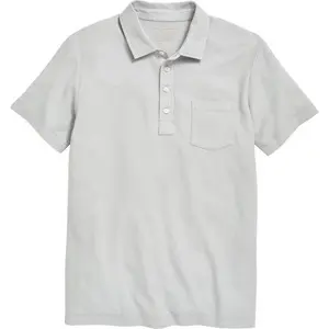 Billy Reid Pensacola Pima Cotton Piqué Pocket Polo Silver