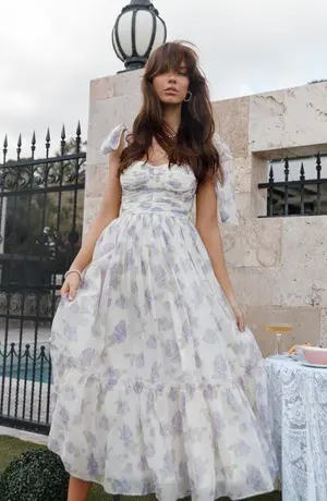 PETAL & PUP Floret Bow Strap Midi Sundress - Lavender