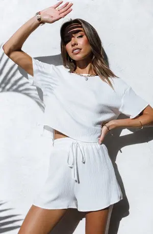 PETAL & PUP Ittai T-shirt & High Waist Shorts Set - White