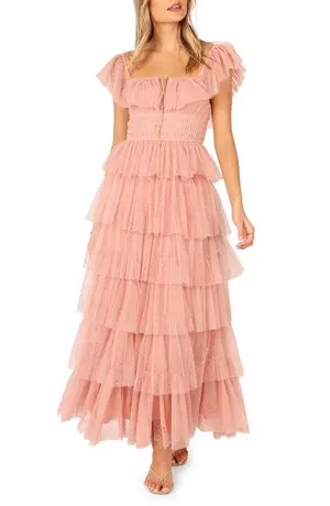 PETAL & PUP Belle Swiss Dot Tulle Maxi Dress - Blush