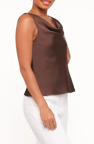 PETAL & PUP Vinita Cowl Neck Tank - Chocolate
