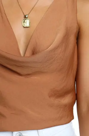 PETAL & PUP Vinita Cowl Neck Tank - Rust