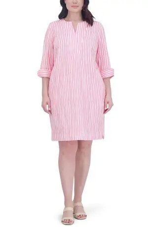 Foxcroft Vena Stripe Crinkle Shift Dress