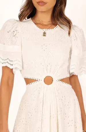 PETAL & PUP Merletto Eyelet Maxi Dress With Cutout