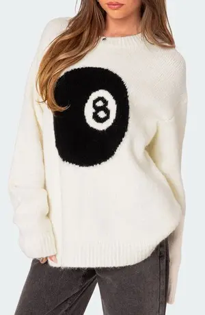 EDIKTED Magic 8 Oversized Sweater - Cream