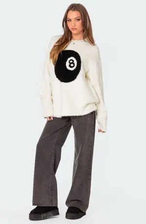 EDIKTED Magic 8 Oversized Sweater - Cream
