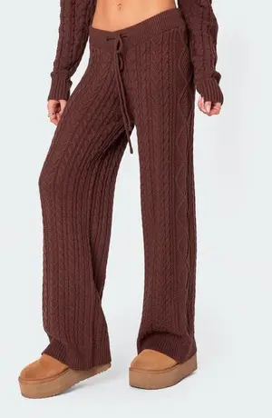 EDIKTED Jelena Cable Knit Pants