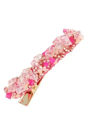 L. Erickson Mini Jana Crystal Pinch Clip - Fuchsia