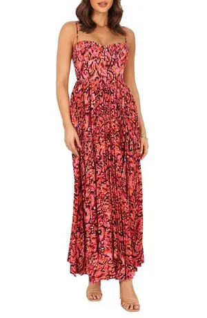 PETAL & PUP Achanti Printed Pleated Maxi Dress - Pink Multi