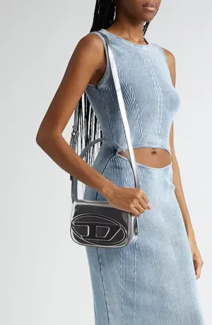 DIESEL® 1dr Metallic Leather Handbag - Silver