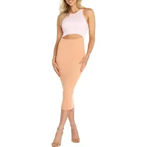 PETAL & PUP Sofi Cutout Ribbed Midi Dress - Splice