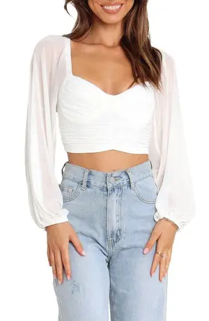 PETAL & PUP Adele Sheer Sleeve Crop Top