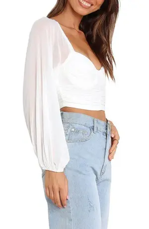 PETAL & PUP Adele Sheer Sleeve Crop Top