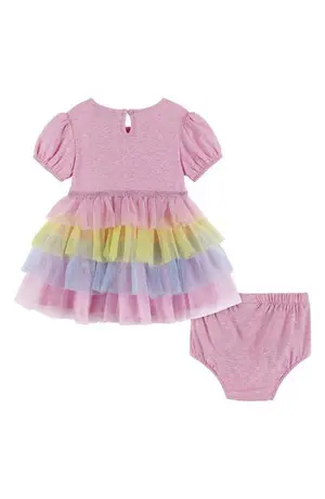 Andy & Evan Puff Sleeve Tiered Dress With Bloomers